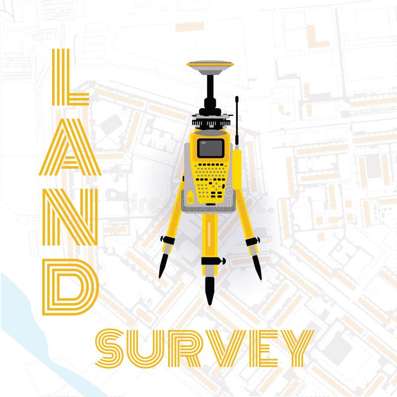 Geodetics Engineering Technology and Equipment. Vector Line Art ...