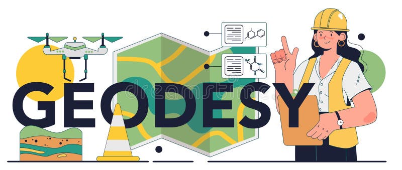 Geodesy Typographic Header. Land Surveying Technology, Geodetic Work ...