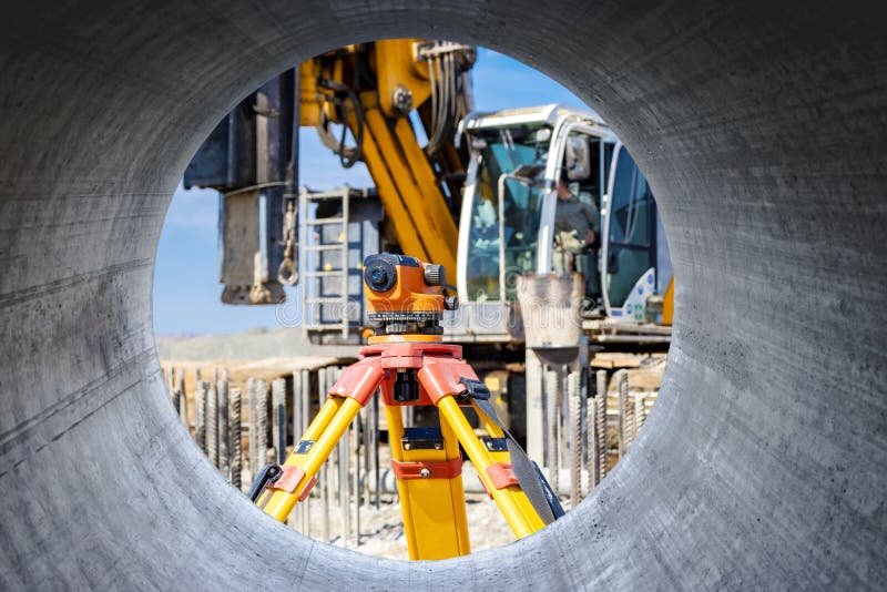 Geodetic Level on the Background of a Drilling Rig. Hydraulic Drilling ...