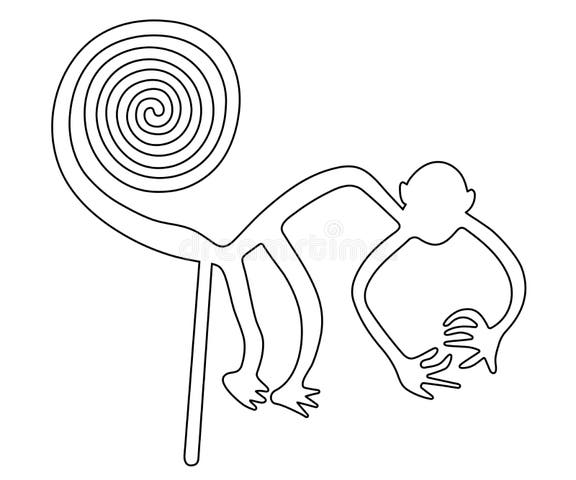 Geoglyph of the Monkey from Nazca Stock Vector - Illustration of bird ...