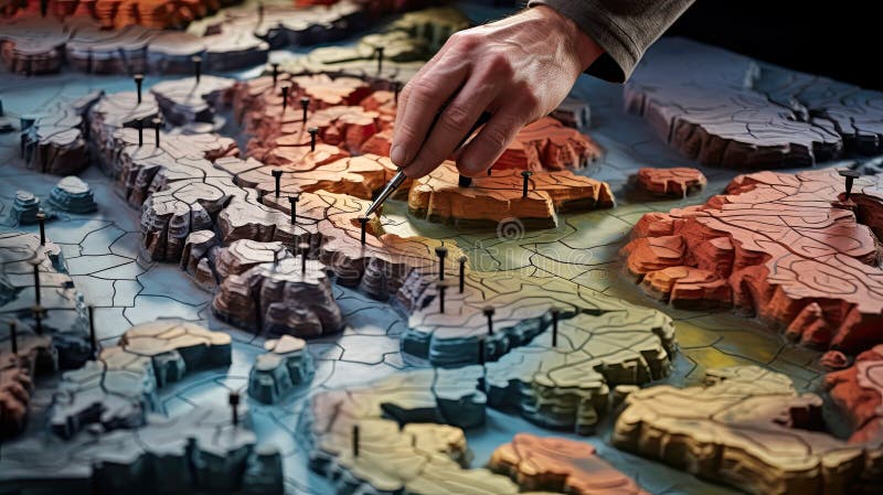 Geographer Exploring the Terrain on the Model Stock Illustration ...