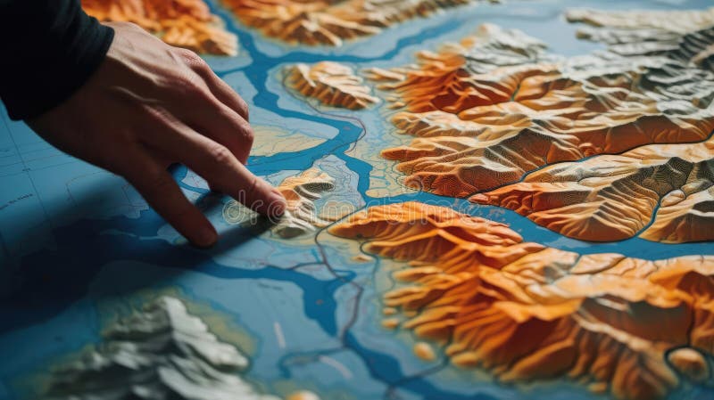 Geographer Exploring the Terrain on the Model Stock Illustration ...