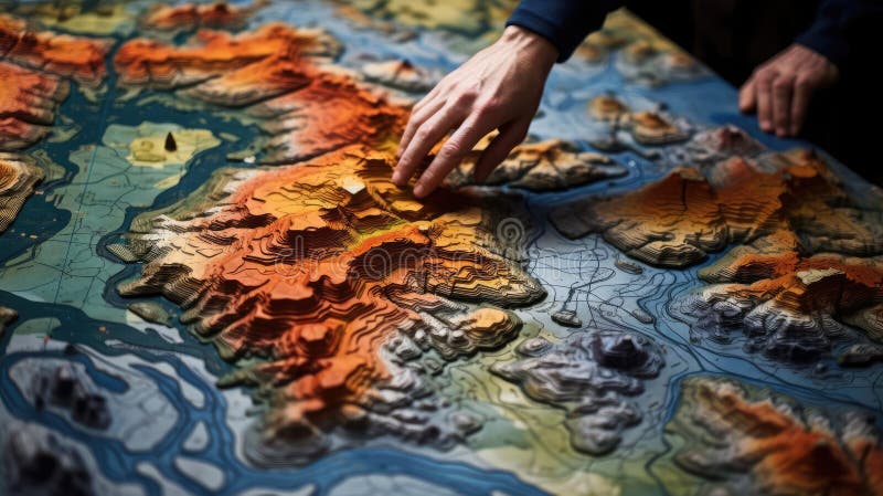 Geographer Exploring the Terrain on the Model Stock Illustration ...