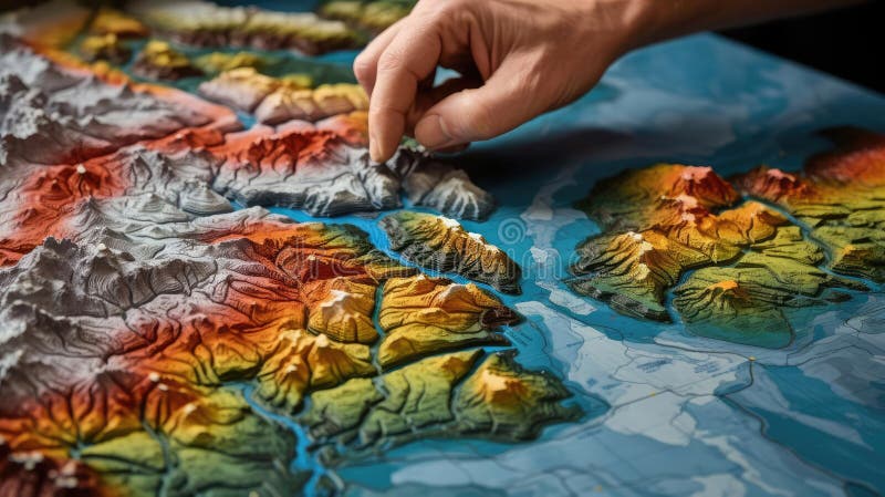 Geographer Exploring the Terrain on the Model Stock Illustration ...