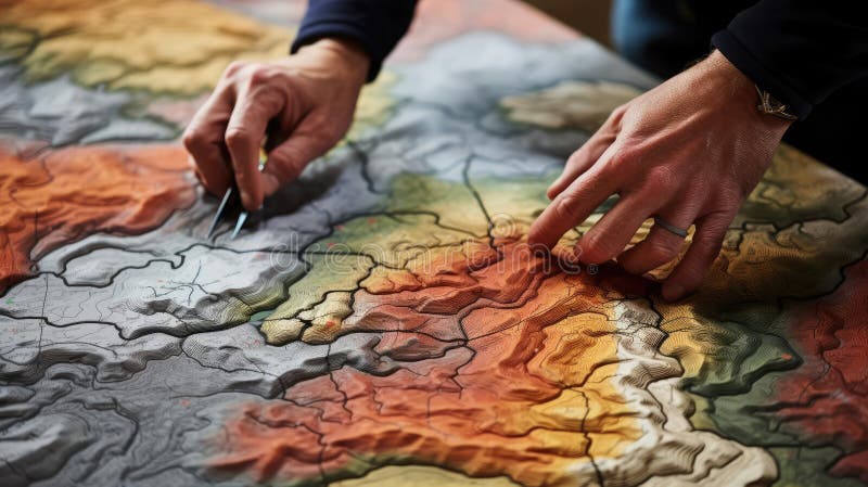 Geographer Exploring the Terrain on the Model Stock Illustration ...