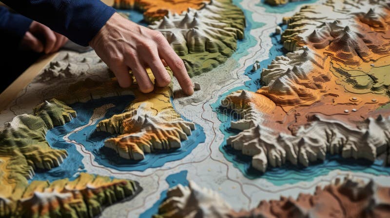 Geographer Exploring the Terrain on the Model Stock Illustration ...