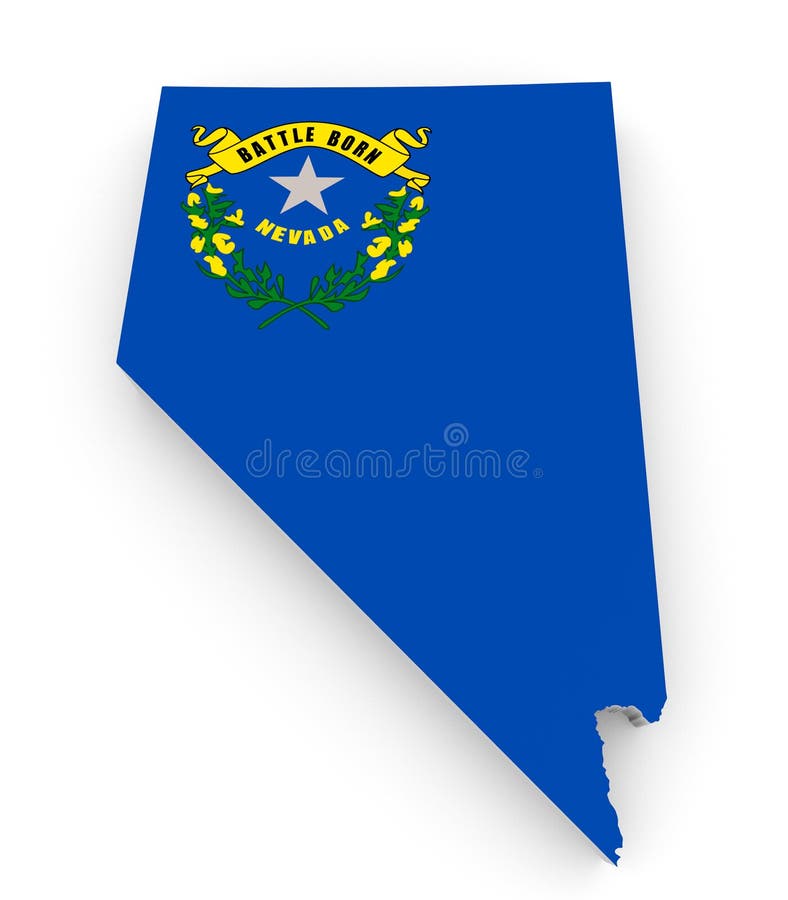 Geographic Border Map and Flag of Nevada State Isolated on a White ...