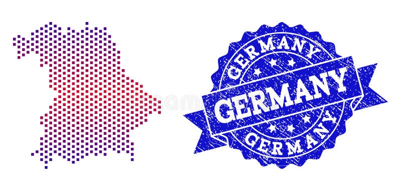 Composition of Gradiented Dotted Map of Germany and Grunged Stamp Stock ...