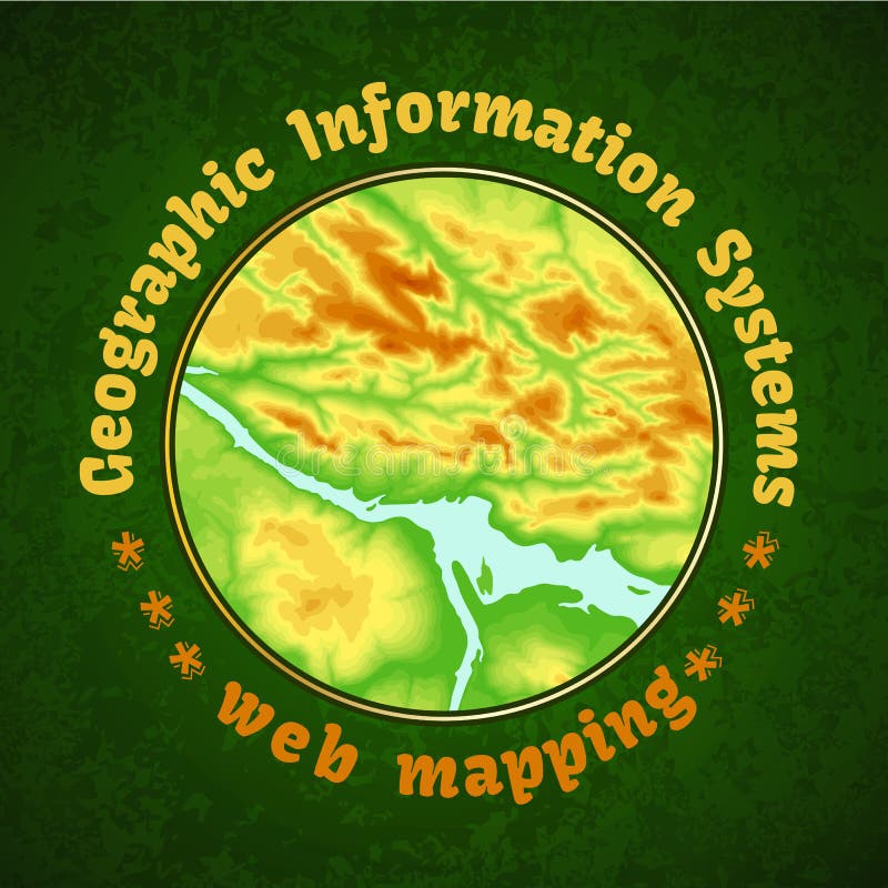 Geographic Information System Banner with Topographic Background Vector ...