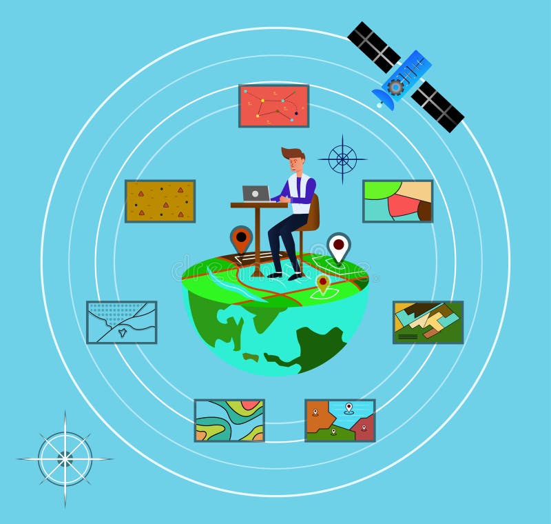 Geographic Information System Mapping Stock Illustration - Illustration ...