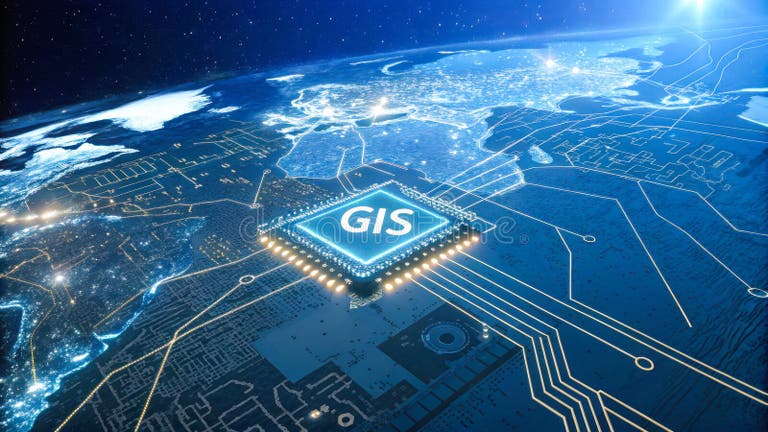 Geographic Information System Technology Concept with Global Network ...