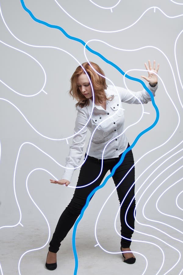 Geographic Information Systems Concept, Woman Scientist Working with ...