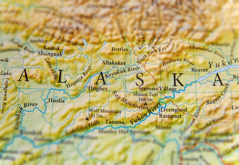 Geographic Map of Alaska State Close Stock Image - Image of beaufort ...