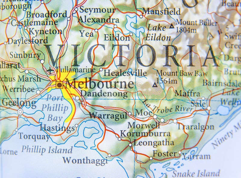 Geographic Map of Australia with Melbourne City Stock Photo - Image of ...