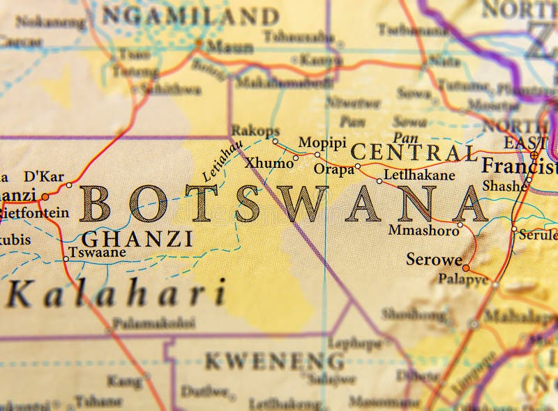 Geographic Map of Botswana with Important Cities Stock Photo - Image of ...