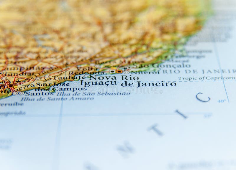 Geographic Map of Brasil with Rio De Janeiro City Stock Image - Image ...