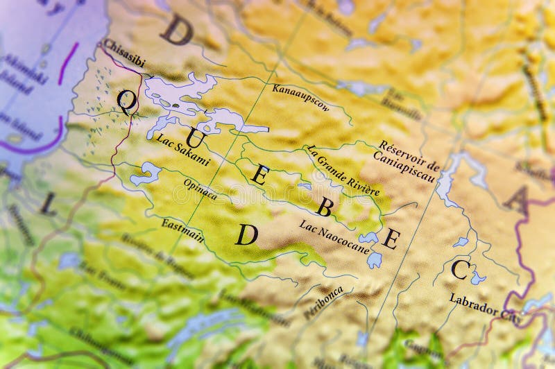Geographic Map of Canada State Quebec with Important Cities Stock Image ...