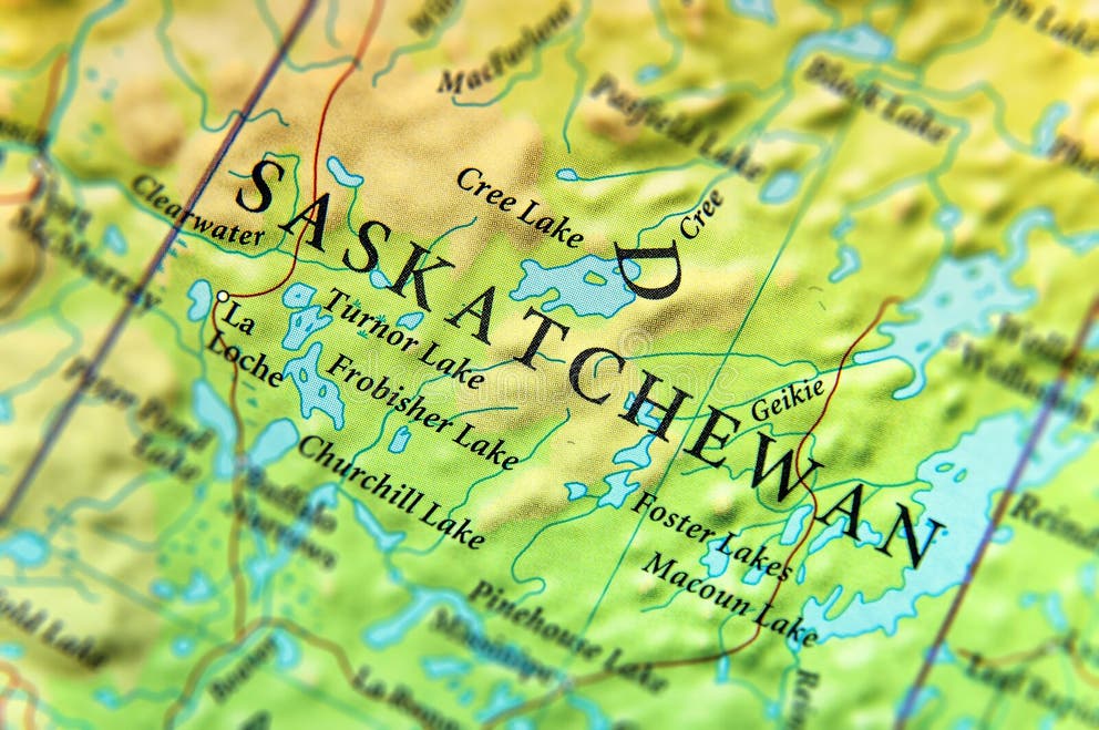 Geographic Map of Canada State Saskatchewan with Important Cities Stock ...