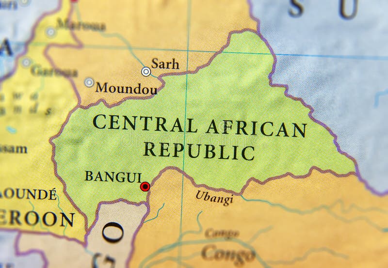 Geographic Map Of Central African Republic Country With Important