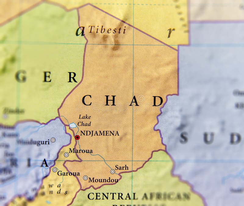 Geographic Map of Chad Country with Important Cities Stock Photo ...