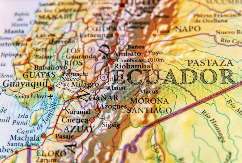 Geographic Map of Ecuador with Important Cities Stock Image - Image of ...