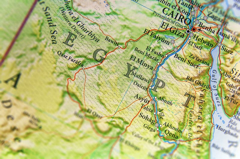 Geographic Map of Egypt with Important Cities Stock Photo - Image of ...