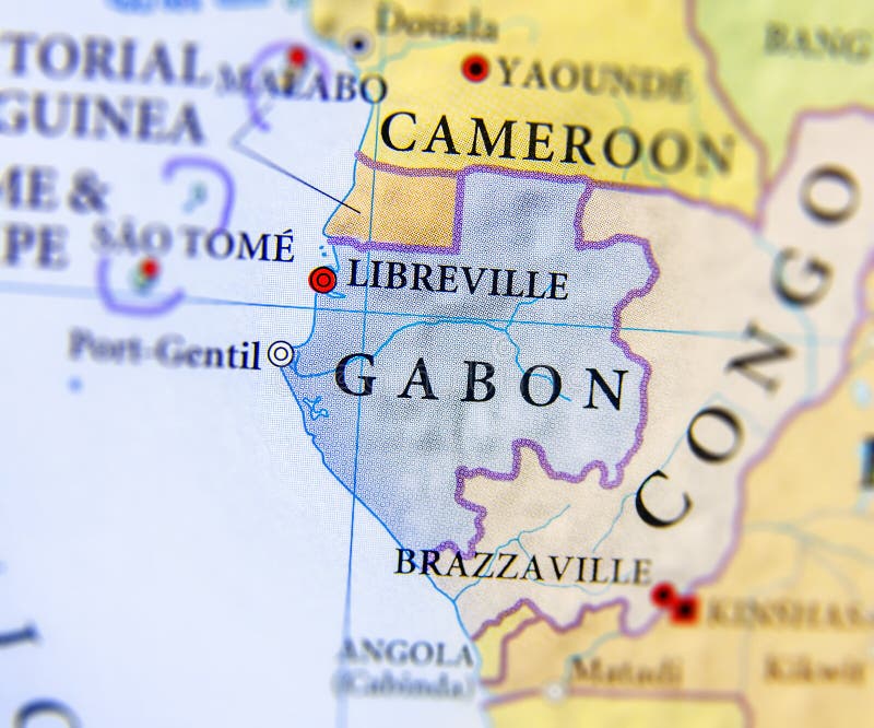Geographic Map of Gabon with Capital City Libreville Stock Photo ...