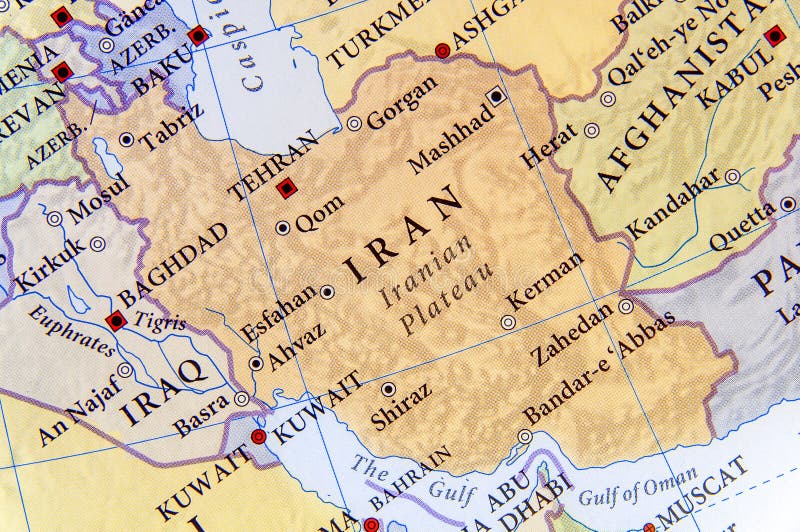 Geographic Map of Iran with Important Cities Stock Image - Image of ...