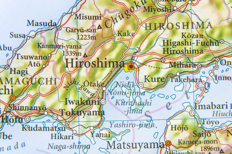 Geographic Map of Japan with City Hiroshima Stock Image - Image of target, nagoya: 96466473