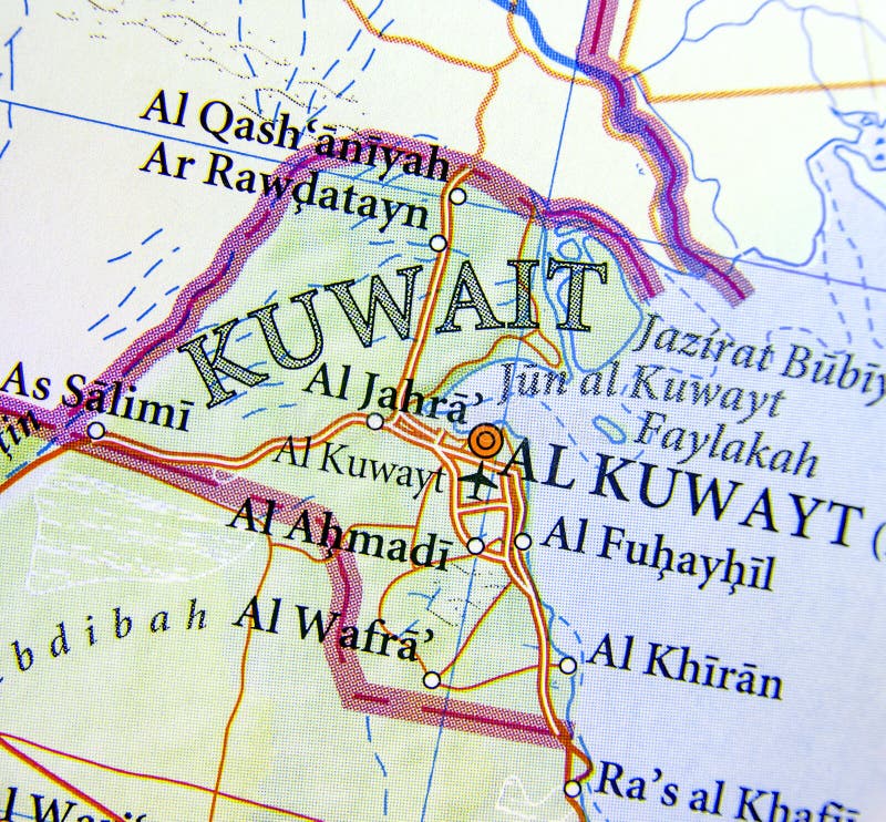Geographic Map of Kuwait with Important Cities Stock Photo - Image of ...