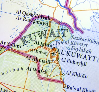 Geographic Map of Kuwait with Important Cities Stock Photo - Image of ...