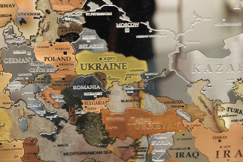 Geographic Map Made of Metallic Material with the Ukrainian Territories ...