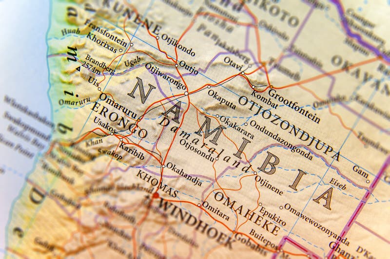 Geographic Map of Namibia with Important Cities Stock Image - Image of ...