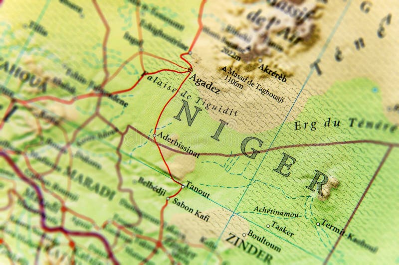 Geographic Map of Niger with Important Cities Stock Photo - Image of ...