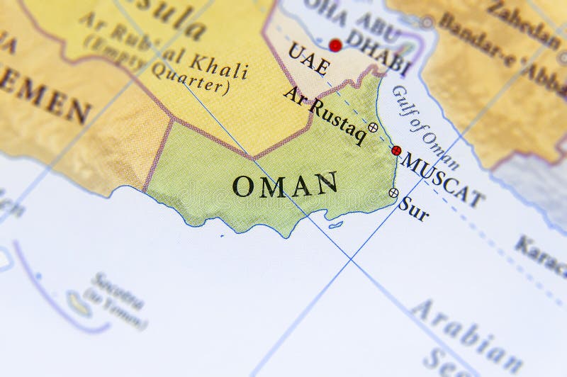 Geographic Map of Oman with Important Cities Stock Image - Image of ...