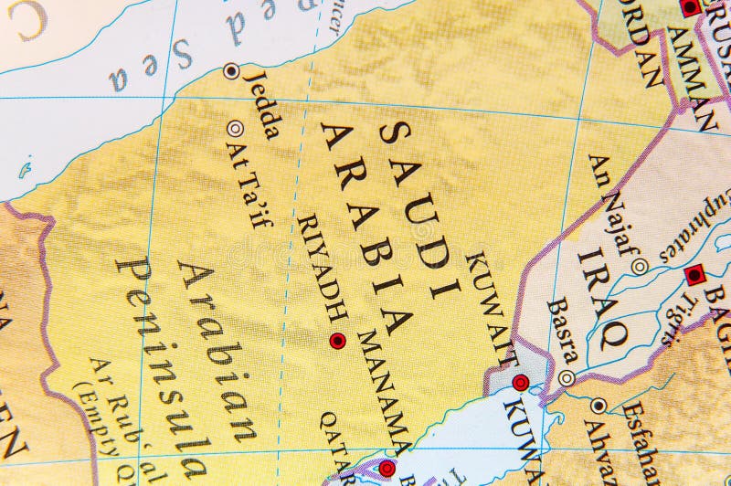 Geographic Map of Saudi Arabia with Important Cities Stock Image ...