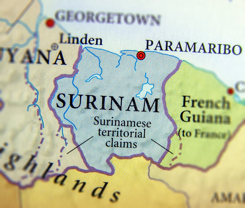 Geographic Map of Surinam Country with Important Cities Stock Photo ...