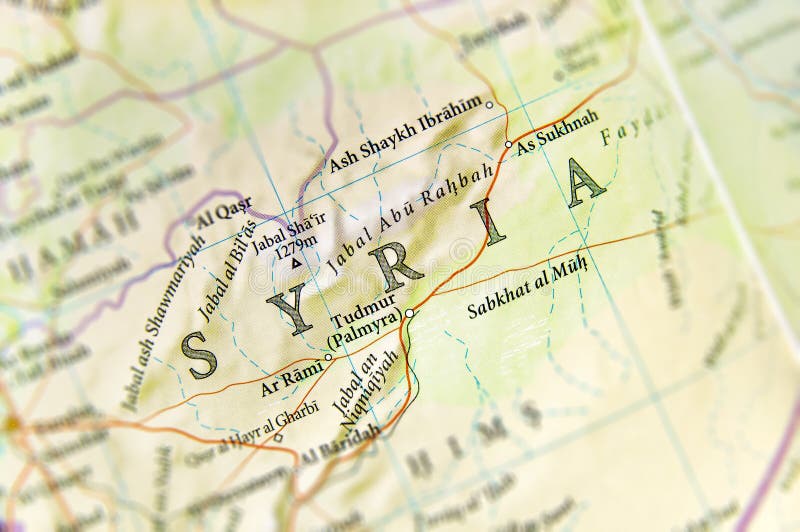 Geographic Map of Syria with Important Cities Stock Image - Image of ...