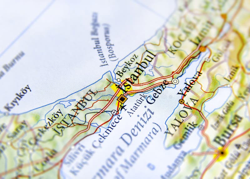 Geographic Map of Turkey with Large City Istanbul Stock Image - Image ...