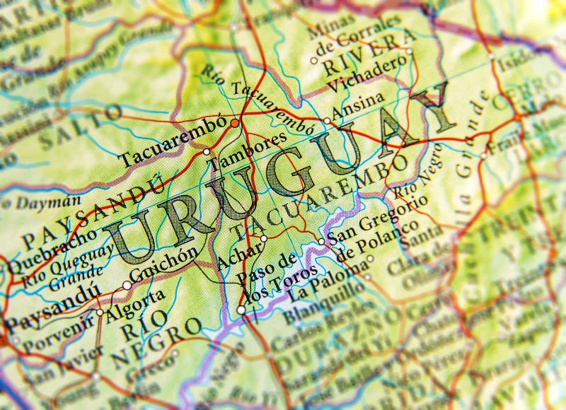 Geographic Map of Uruguay with Montevideo Capital City Stock Photo ...