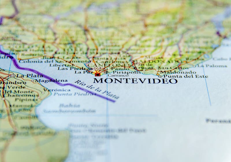 Geographic Map of Uruguay with Montevideo Capital City Stock Photo ...