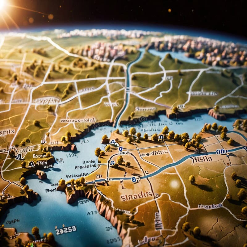 Geographic Map, Virtual Representation of Land Geography Topography ...