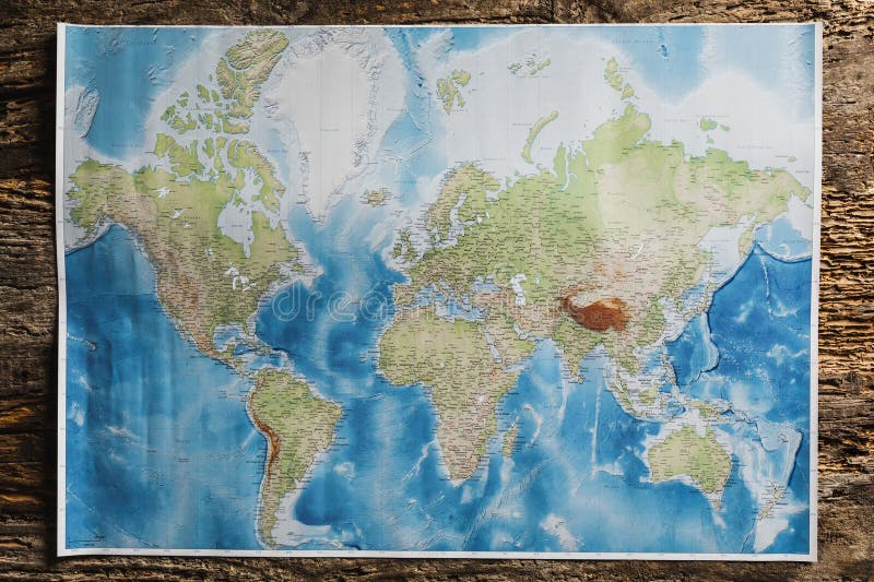 Geographic Map of the World Stock Photo - Image of paper, travel: 273468738