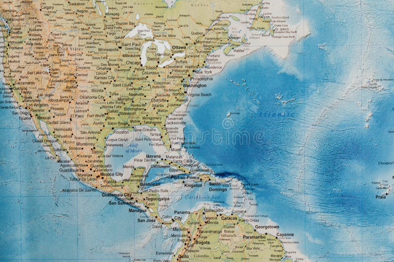 Geographic Map of the World Stock Image - Image of concept, travel ...