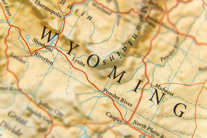 Geographic Map of Wyoming Close Stock Photo - Image of geographic, icon ...