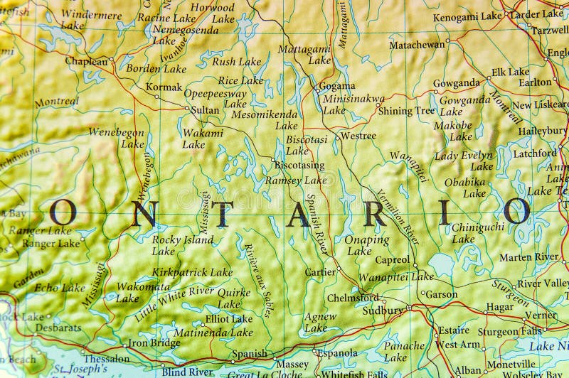 Geographic Ontario Map Close Stock Image - Image of city, view: 98985703