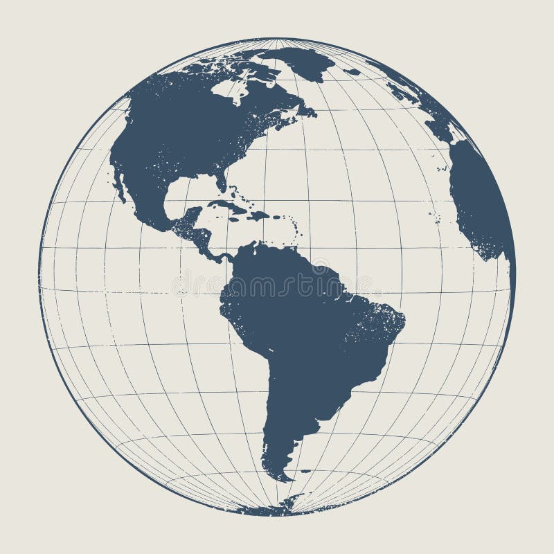 Geographic Representation of the Americas on a Spherical Grid Map Stock ...
