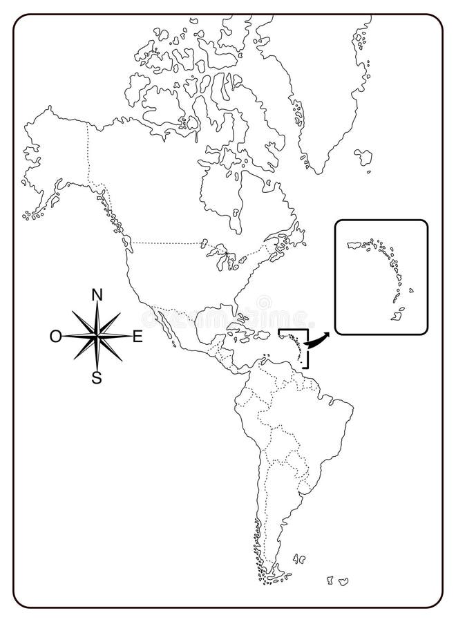 Map of the American Continent or America Stock Illustration ...