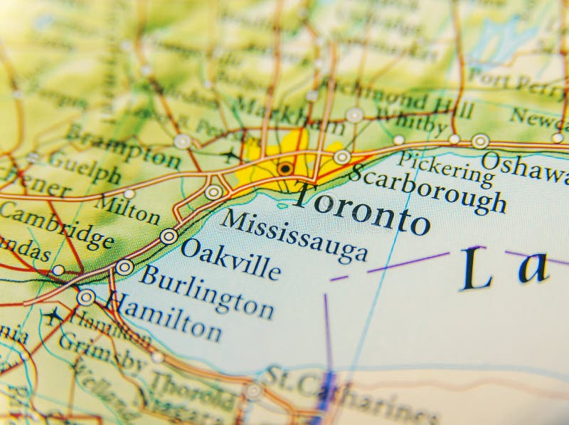 Geographic Toronto Map Close Stock Image - Image of geographic, america ...