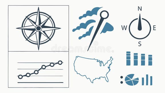 Geographical Data Visualization Navigation Tools, Vector Design ...